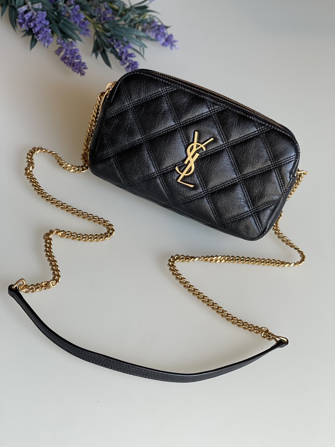 YSL Grained Lambskin Quilted Mini Becky Double Zip Bag Black - LVLENKA ...