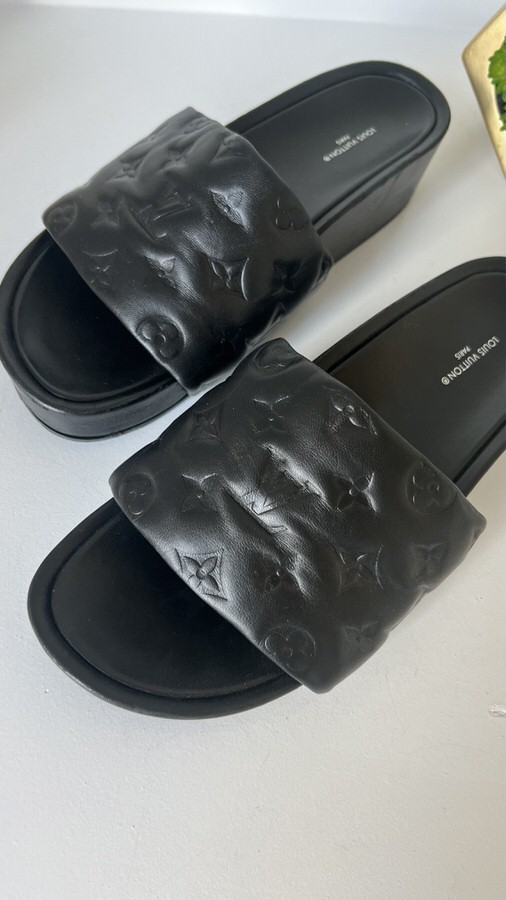 Louis Vuitton Platform Slides Black - LVLENKA Luxury Consignment
