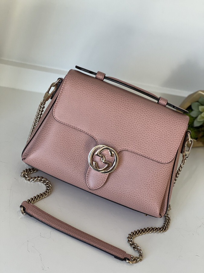 Gucci Interlocking Top Handle Pink Crossbody - LVLENKA Luxury Consignment