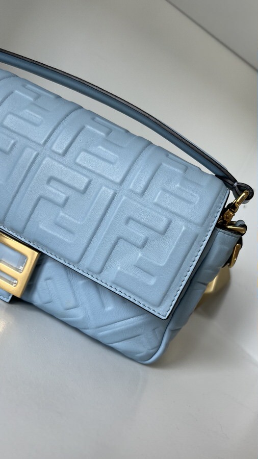 Fendi Baguette Light Blue Nappa Leather - LVLENKA Luxury Consignment