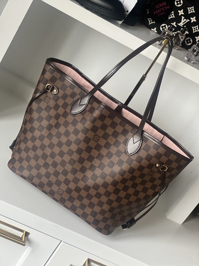 Louis Vuitton Neverfull MM Damier Ebene Rose Ballerina - LVLENKA Luxury ...